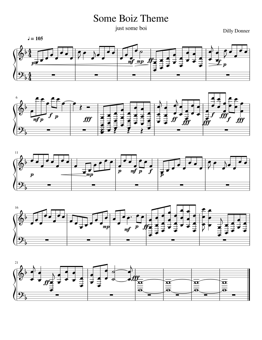 Some Boiz Theme | Original Composition Sheet music for Piano (Solo ...