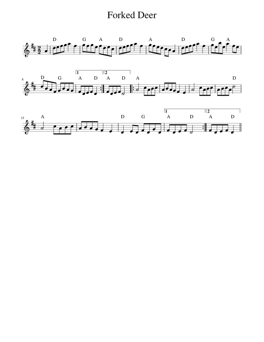 Forked Deer Sheet music for Piano (Solo) Easy | Musescore.com