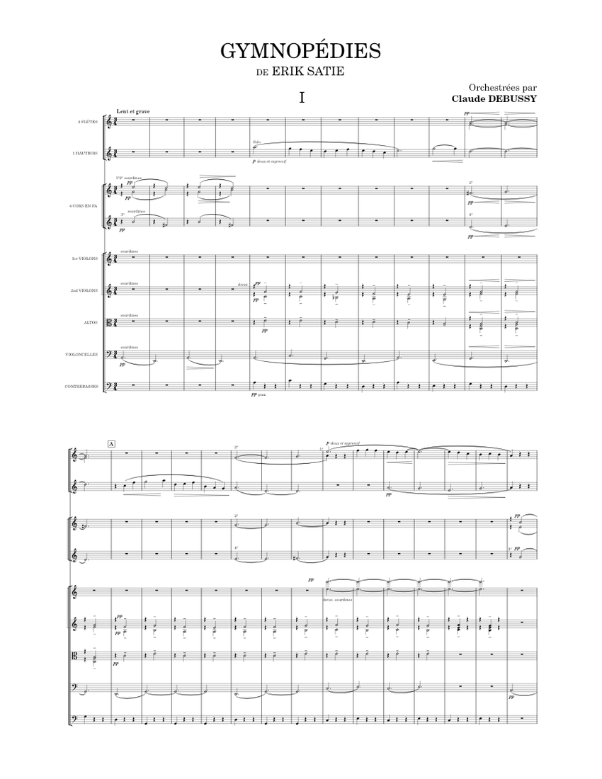 Gymnopédies - Satie/Debussy Sheet Music for Flute, Oboe, French horn ...