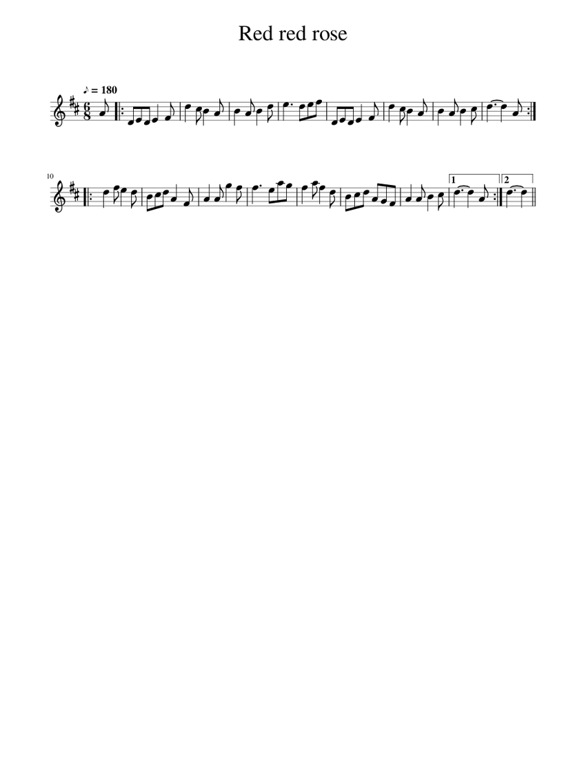 Red red rose Sheet music for Piano (Solo) | Musescore.com