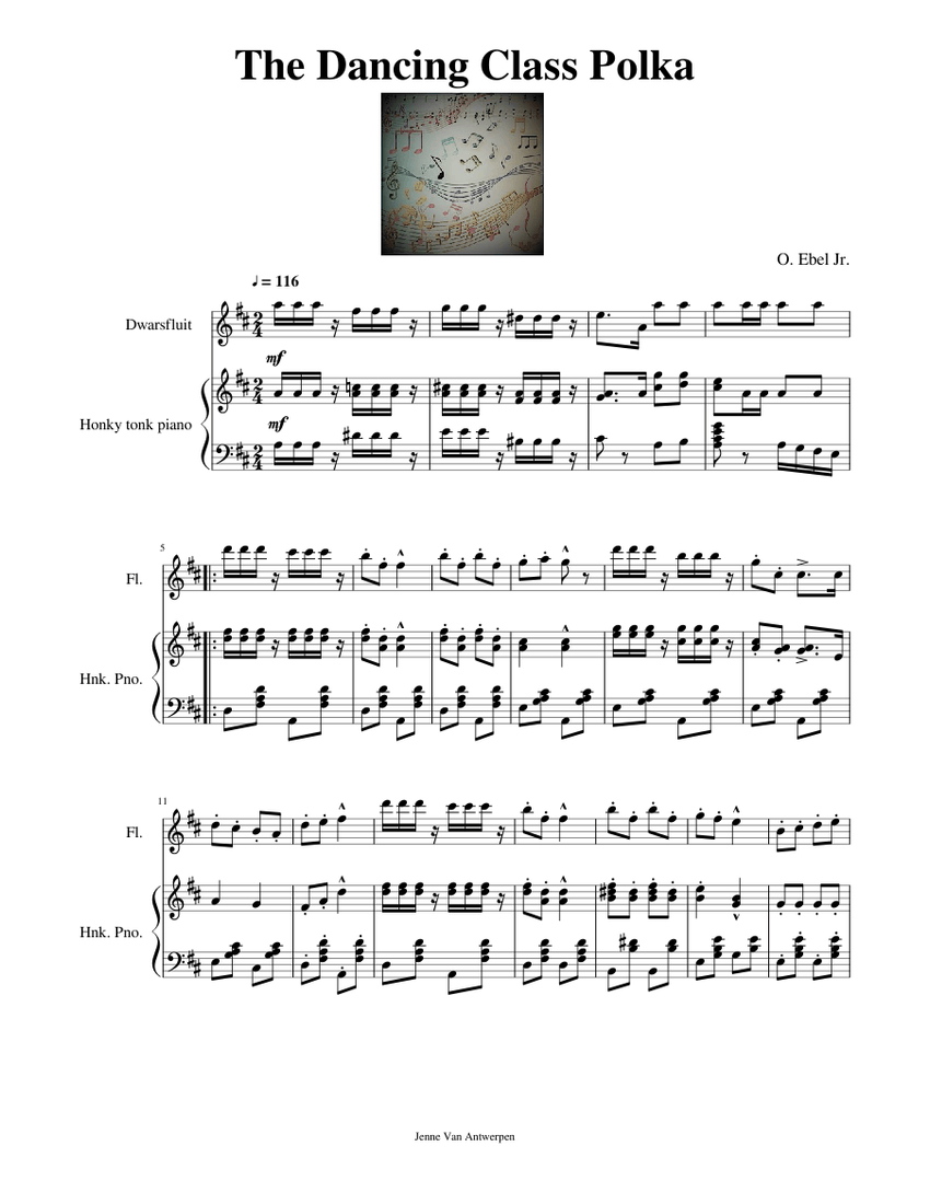 The Dancing Class Polka – O. Ebel Jr. Sheet music for Piano, Flute (Solo) | Musescore.com