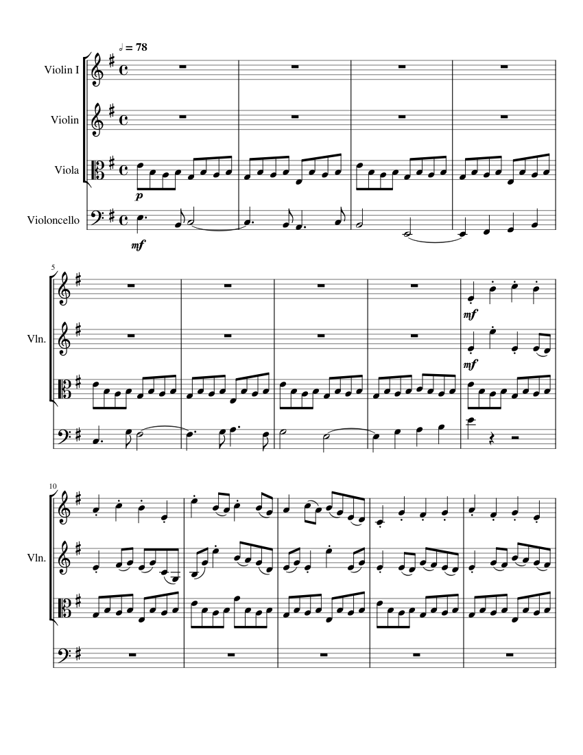 Winter solciste Sheet Music for Violin, Viola, Cello (String Quartet ...