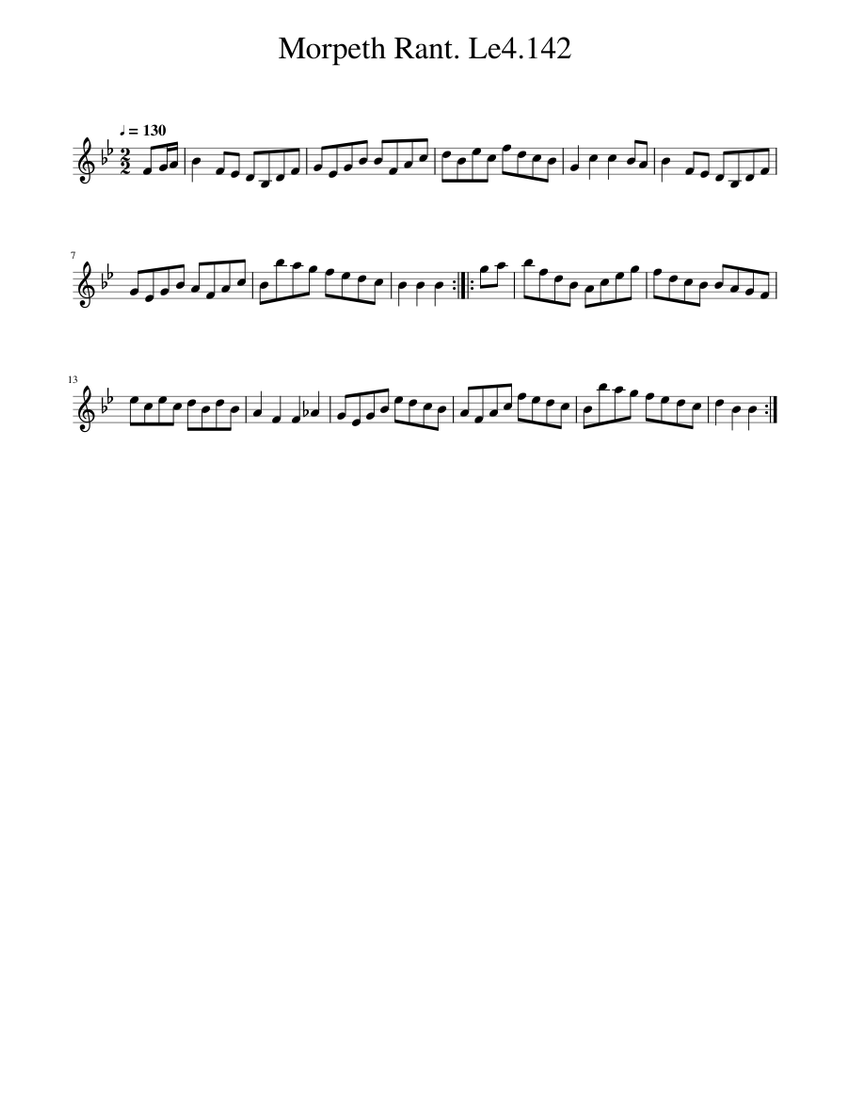 Morpeth Rant. Le4.142 Sheet music for Piano (Solo) | Musescore.com