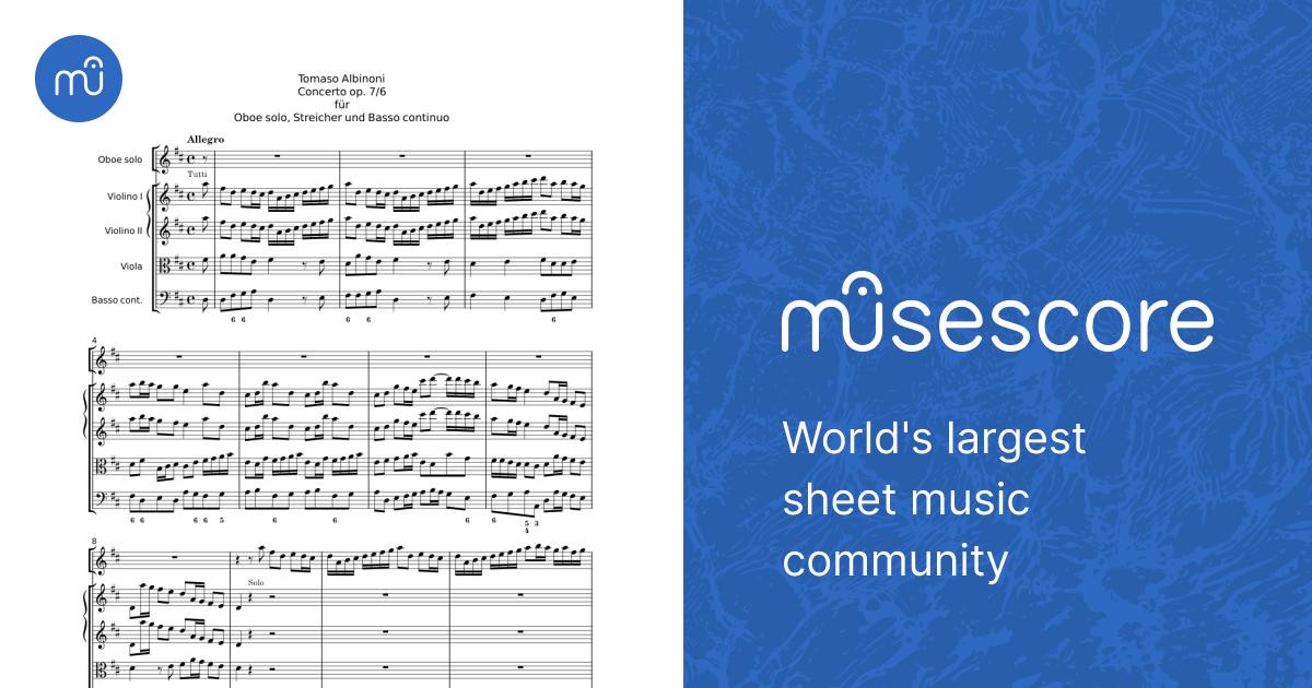Concerto für Oboe solo, Streicher und Basso continuo - Tomaso Albinoni ...