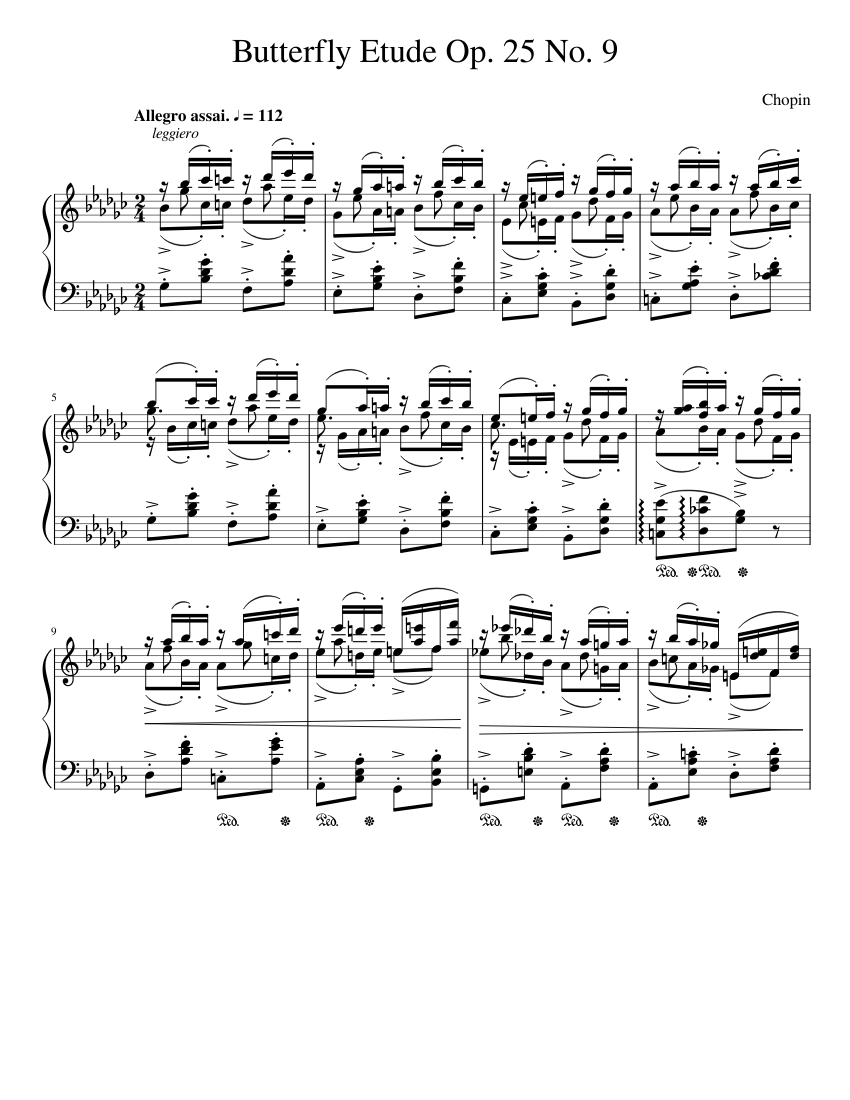 Butterfly Etude Op. 25 No. 9 Sheet music for Piano (Solo) | Musescore.com