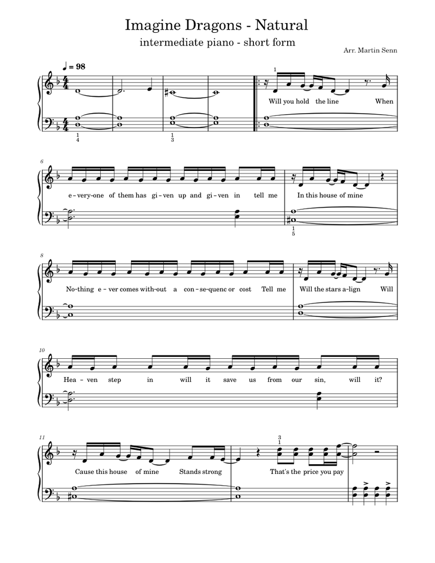 Natural – Imagine Dragons Sheet music for Piano (Solo) | Musescore.com