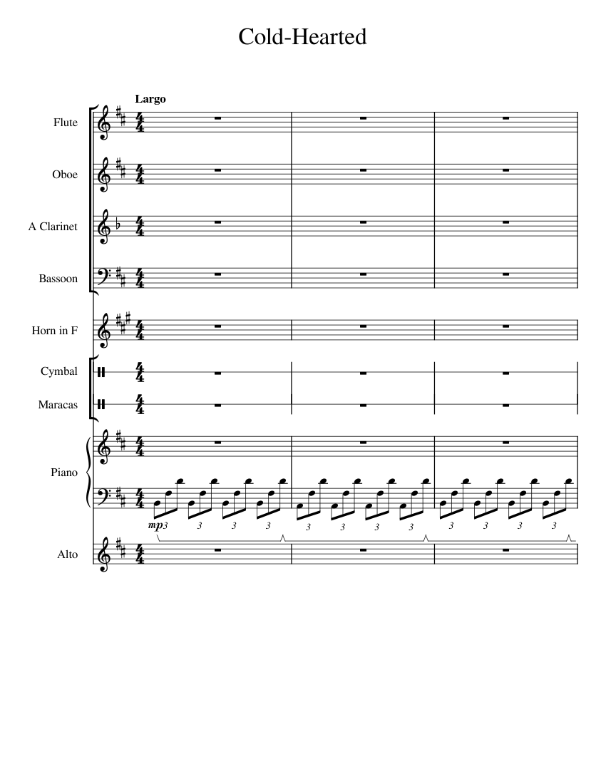 Cold-Hearted Sheet music for Piano, Alto, Flute, Oboe & more ...