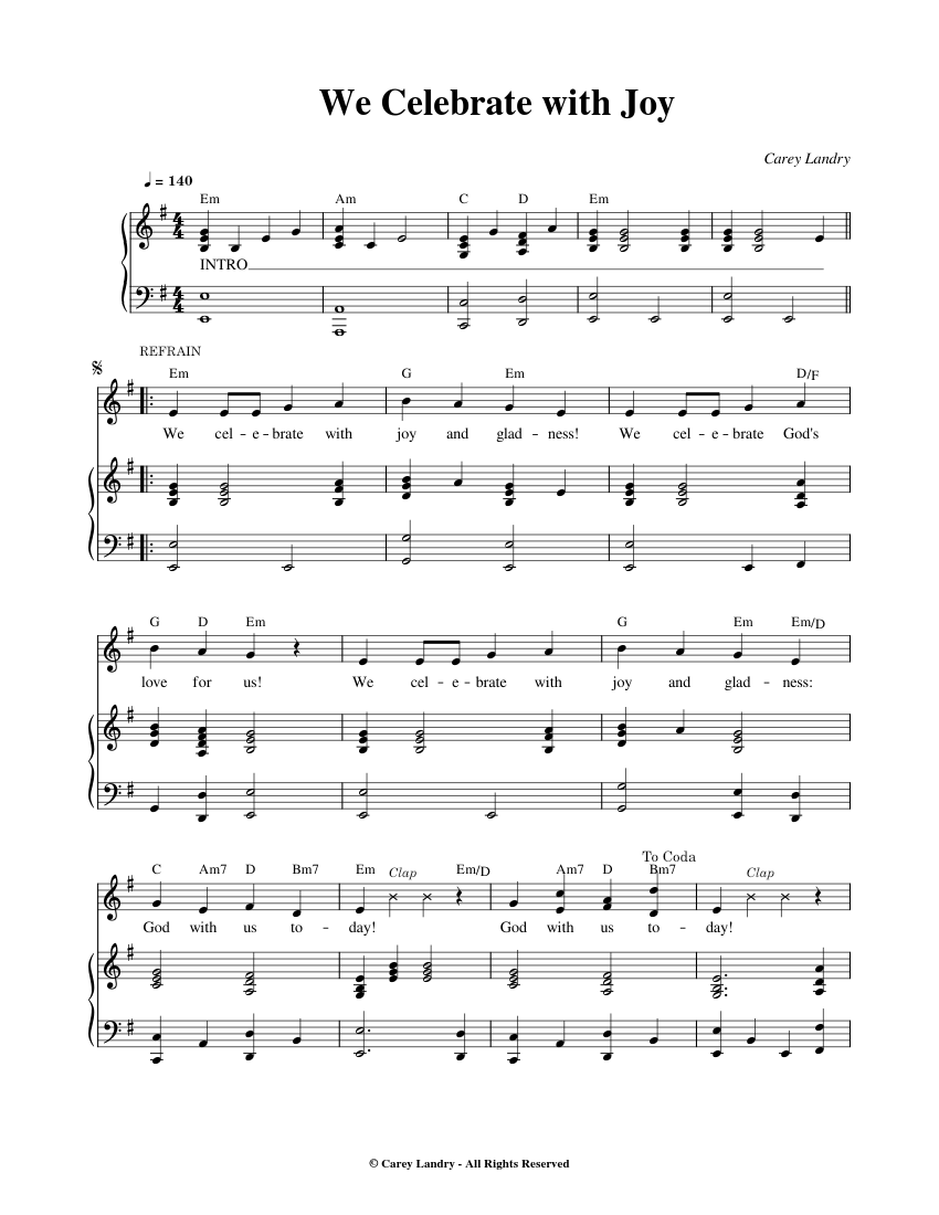 We celebrate with joy Sheet Music with Chords for Piano, Vocals (Mixed ...