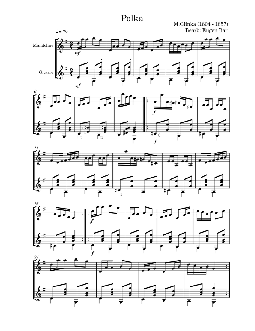 Polka Sheet music for Guitar (Mixed Duet) | Musescore.com