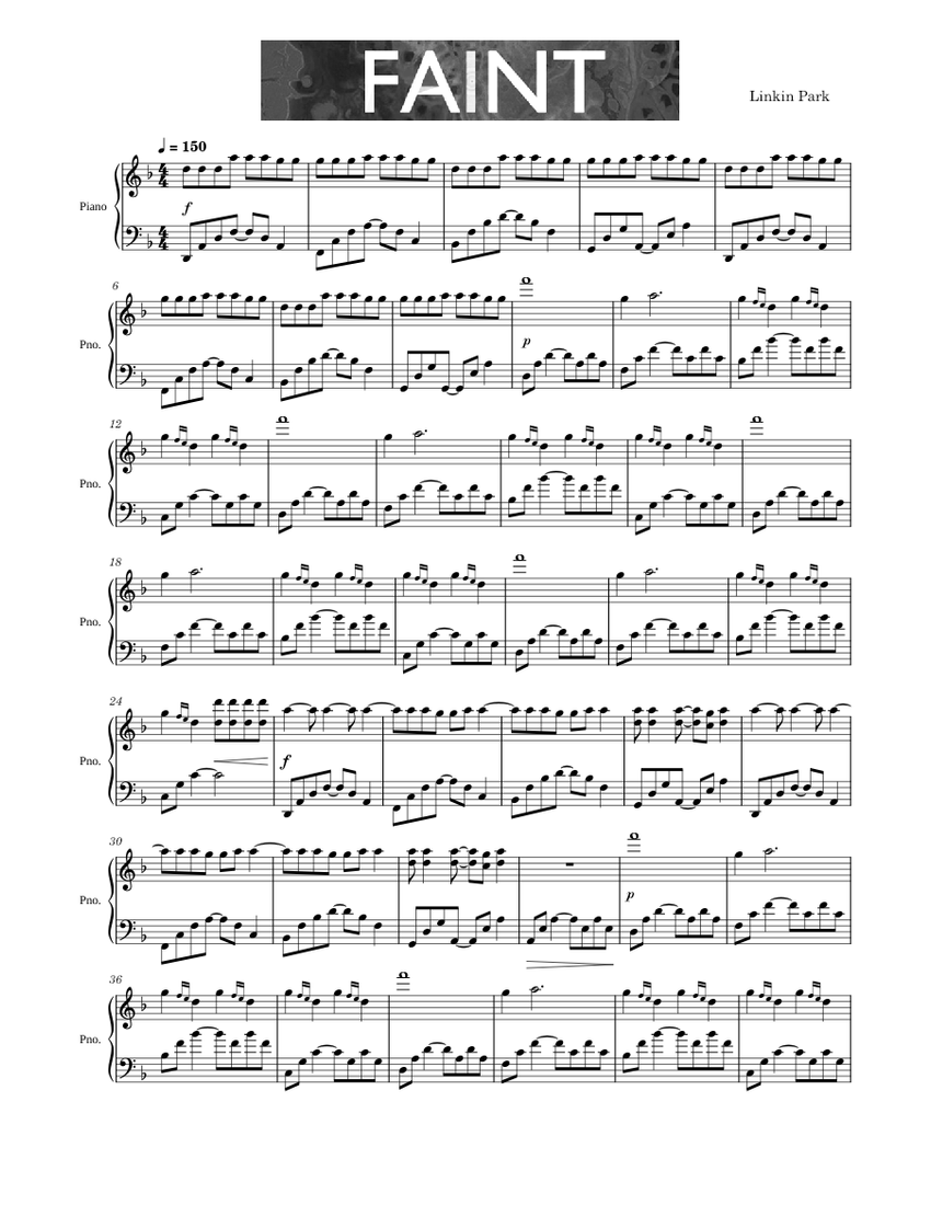 Faint – Linkin Park Sheet Music for Piano (Solo) | MuseScore.com