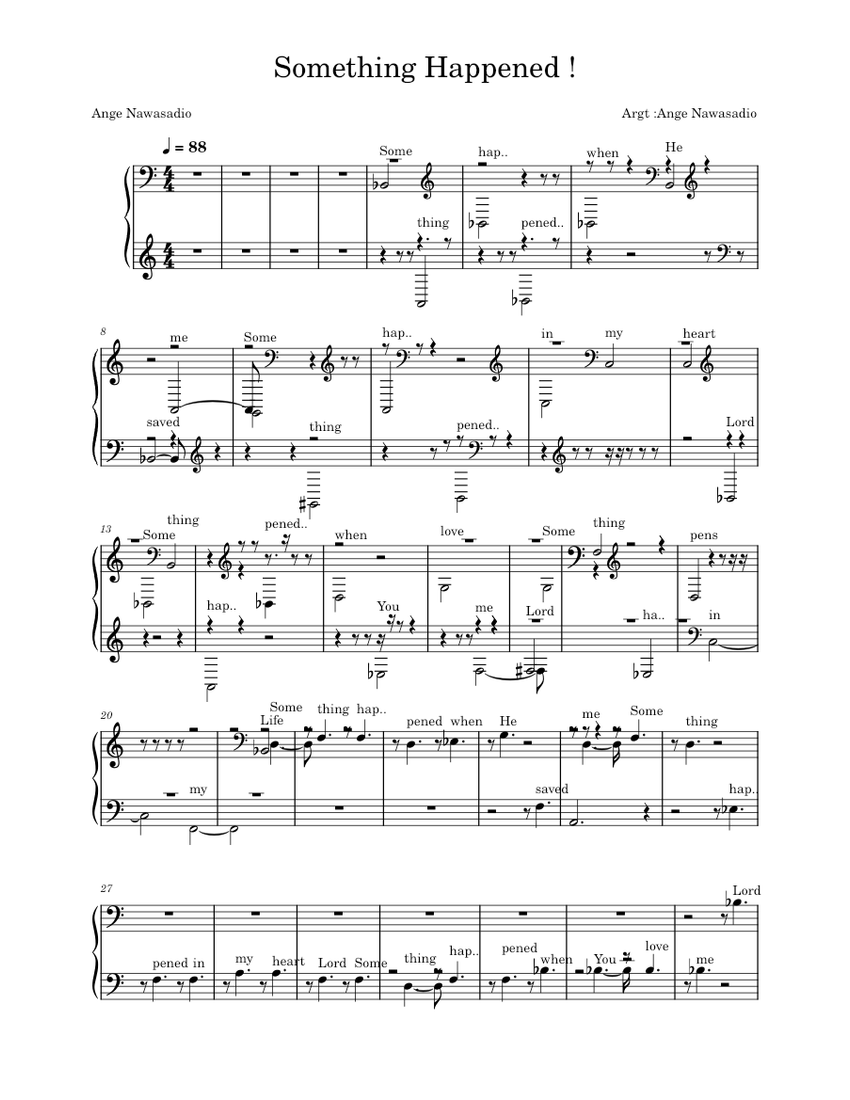 SOMETHING HAPPENED-Tenor Sheet music for Piano (Solo) Easy | Musescore.com