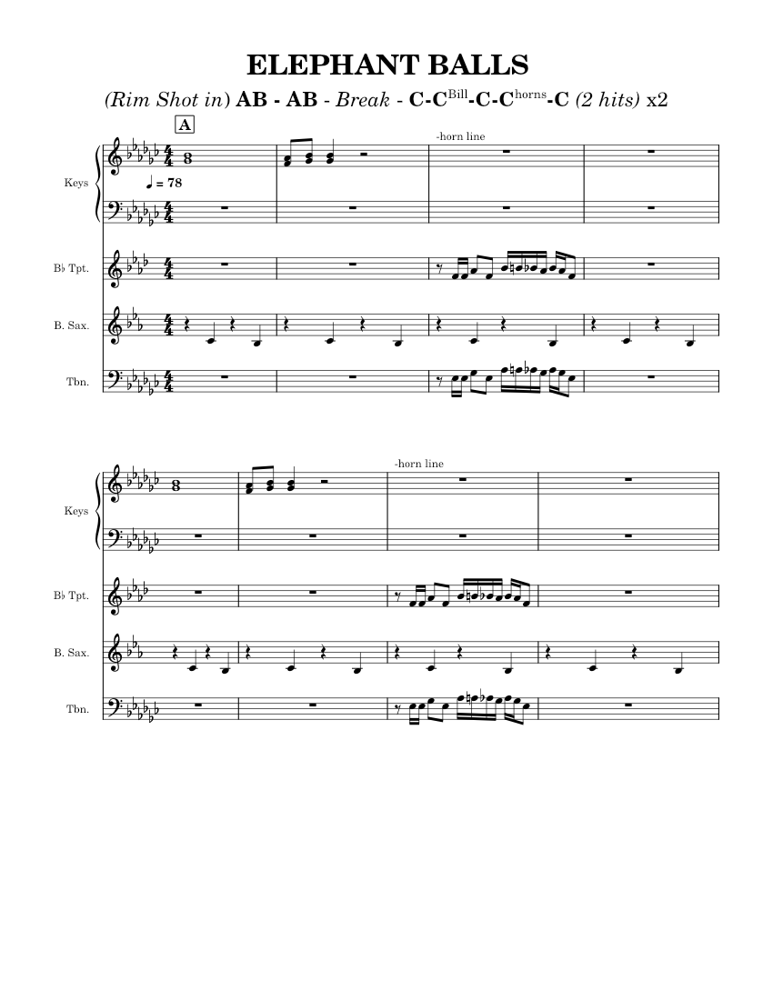 Elephant Balls Chart Sheet music for Piano, Trombone, Saxophone ...