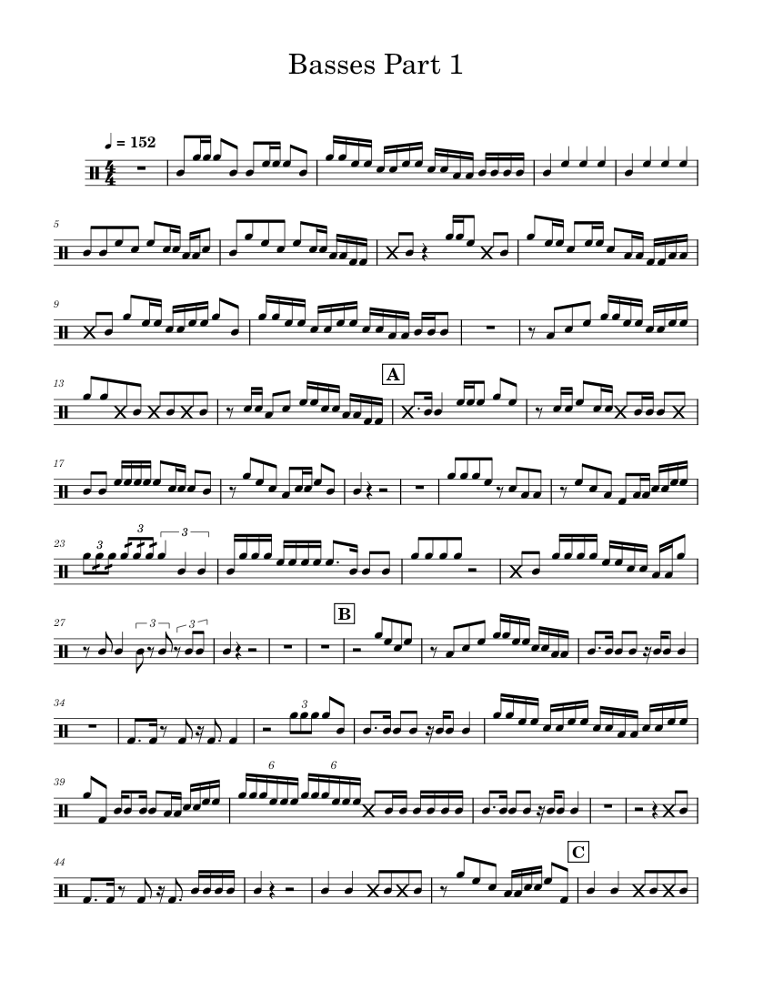 Basses pt 1 Sheet music for Bass drum (Solo) | Musescore.com