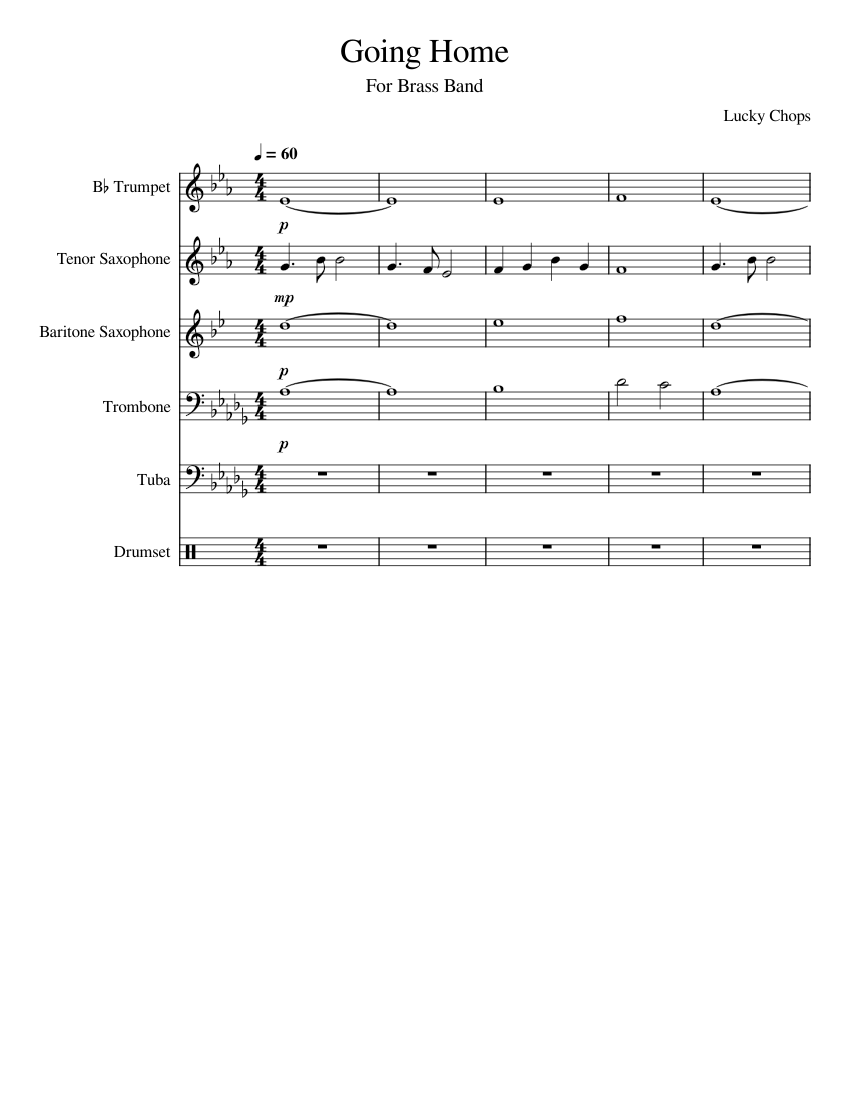 Going Home Sheet music for Trombone, Tuba, Saxophone tenor, Trumpet in ...