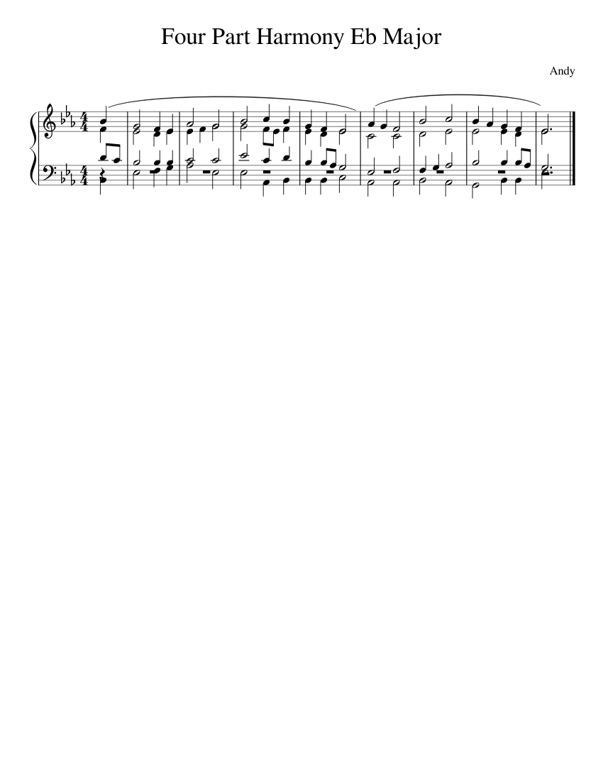 Four Part Harmony Eb Major Sheet music for Piano (Solo) Easy ...