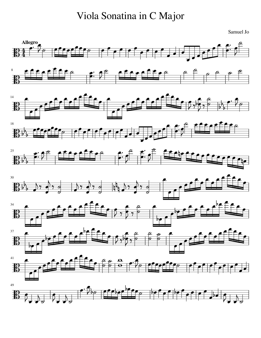 Viola Sonatina in C Major Sheet music for Viola (Solo) | Musescore.com