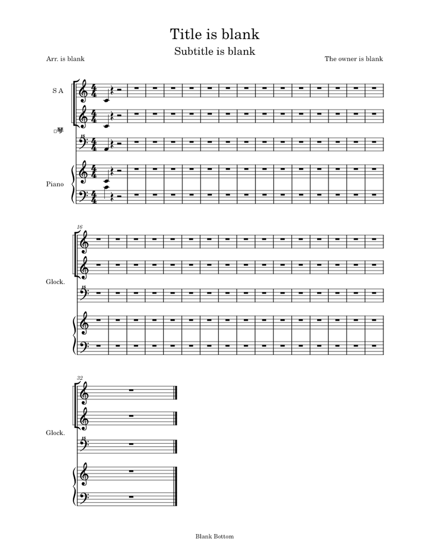 Title is blank Sheet music for Piano, Female, Glockenspiel (Mixed Trio ...