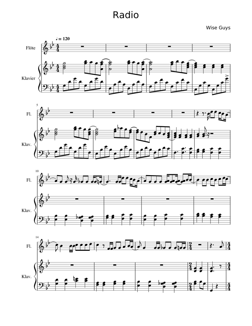 Radio Wise Guys Sheet Music for Piano, Flute (Solo) | MuseScore.com