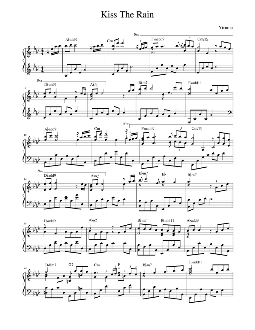 Yiruma - Kiss The Rain Sheet music for Piano (Solo) | Musescore.com