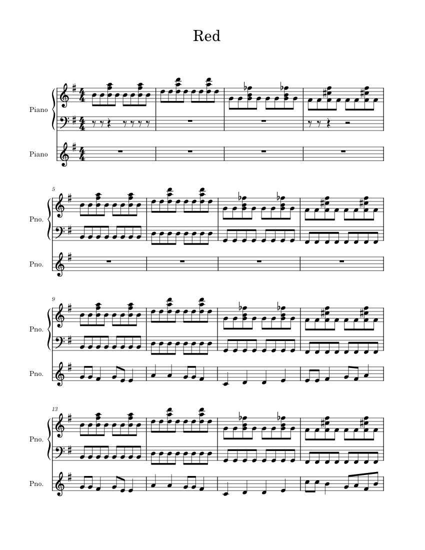 Red complete Sheet music for Piano (Piano Duo) | Musescore.com