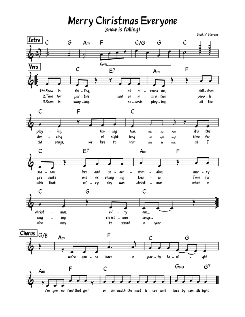 Merry christmas everyone – Shakin' Stevens Sheet Music with Chords for ...