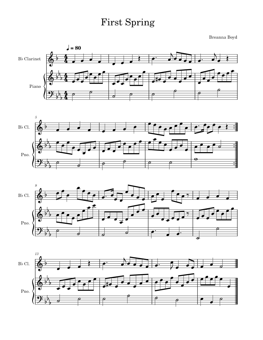 First Spring Sheet music for Piano, Clarinet in b-flat (Solo ...