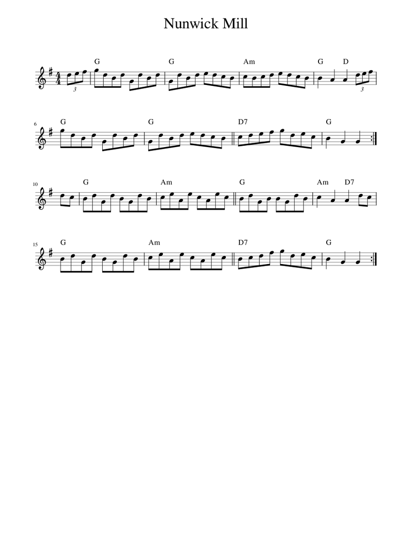 Nunwick Mill Sheet music for Piano (Solo) Easy | Musescore.com