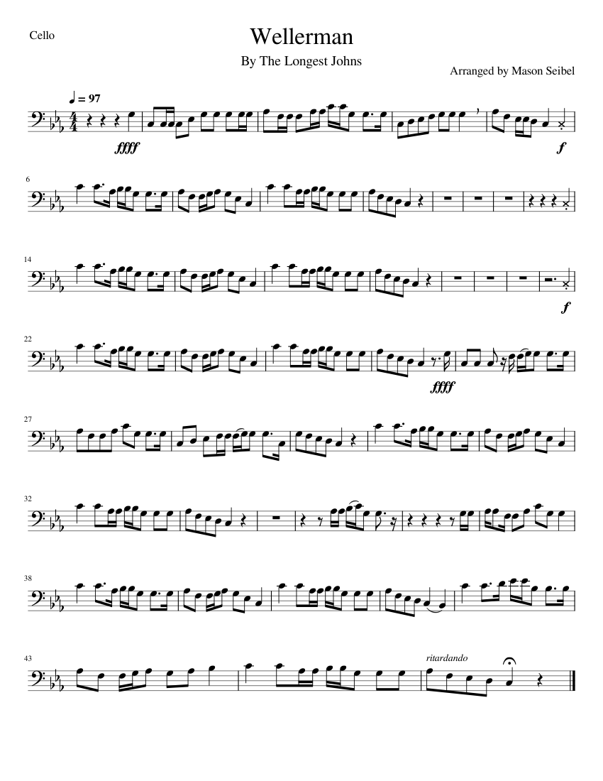 Wellerman Cello Sheet Music for Cello (Chamber Orchestra) | MuseScore.com