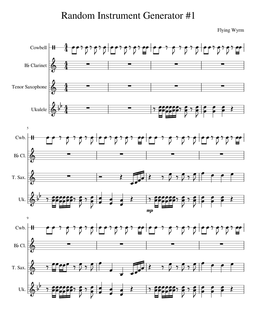 Random Instrument Generator #1 Sheet music for Clarinet in b-flat ...