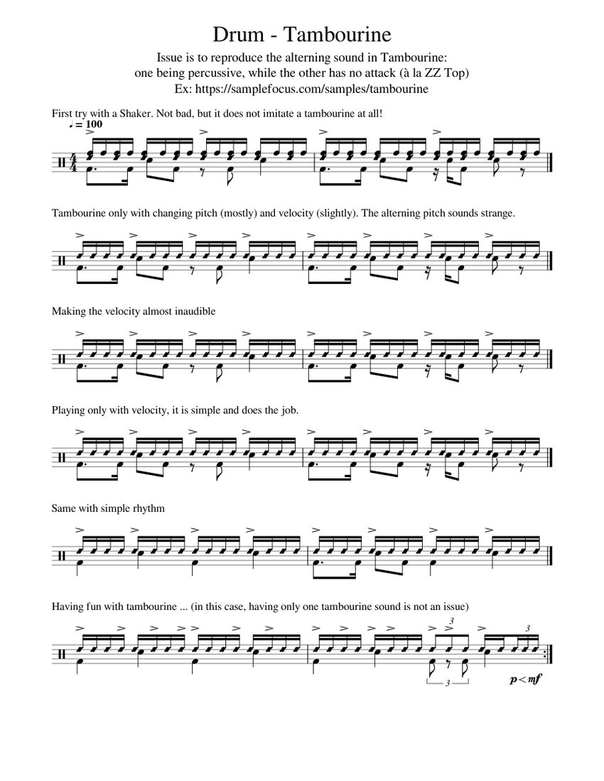 Drum Tambourine Sheet music for Drum group (Solo) | Musescore.com