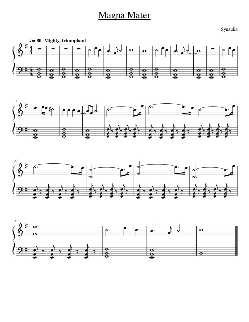 Magna Mater- Synaulia Sheet music for Piano (Solo) Easy | Musescore.com