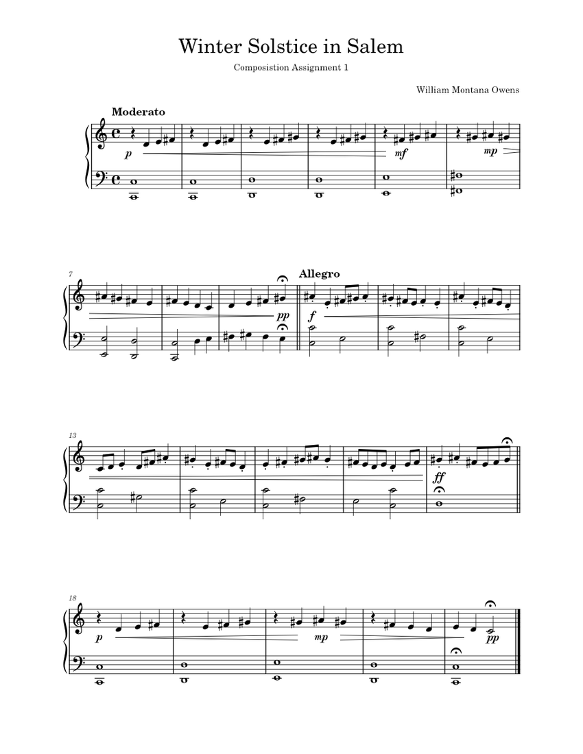 Winter Solstice in Salem (MU Comp project 1) Sheet music for Piano ...