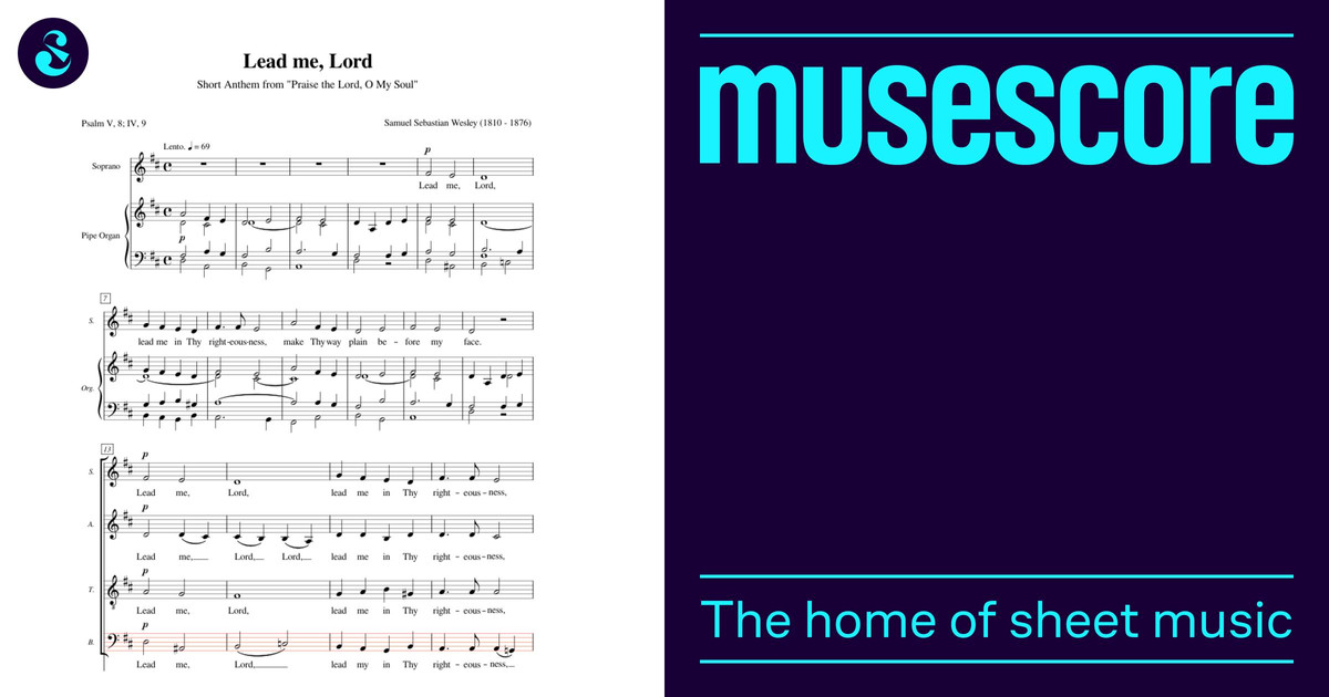 Lead Me, Lord – Samuel Sebastian Wesley. BASS Sheet Music for Organ ...