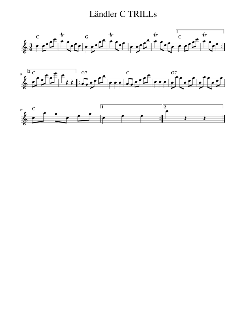 Ländler C TRILLs Sheet music for Piano (Solo) Easy | Musescore.com