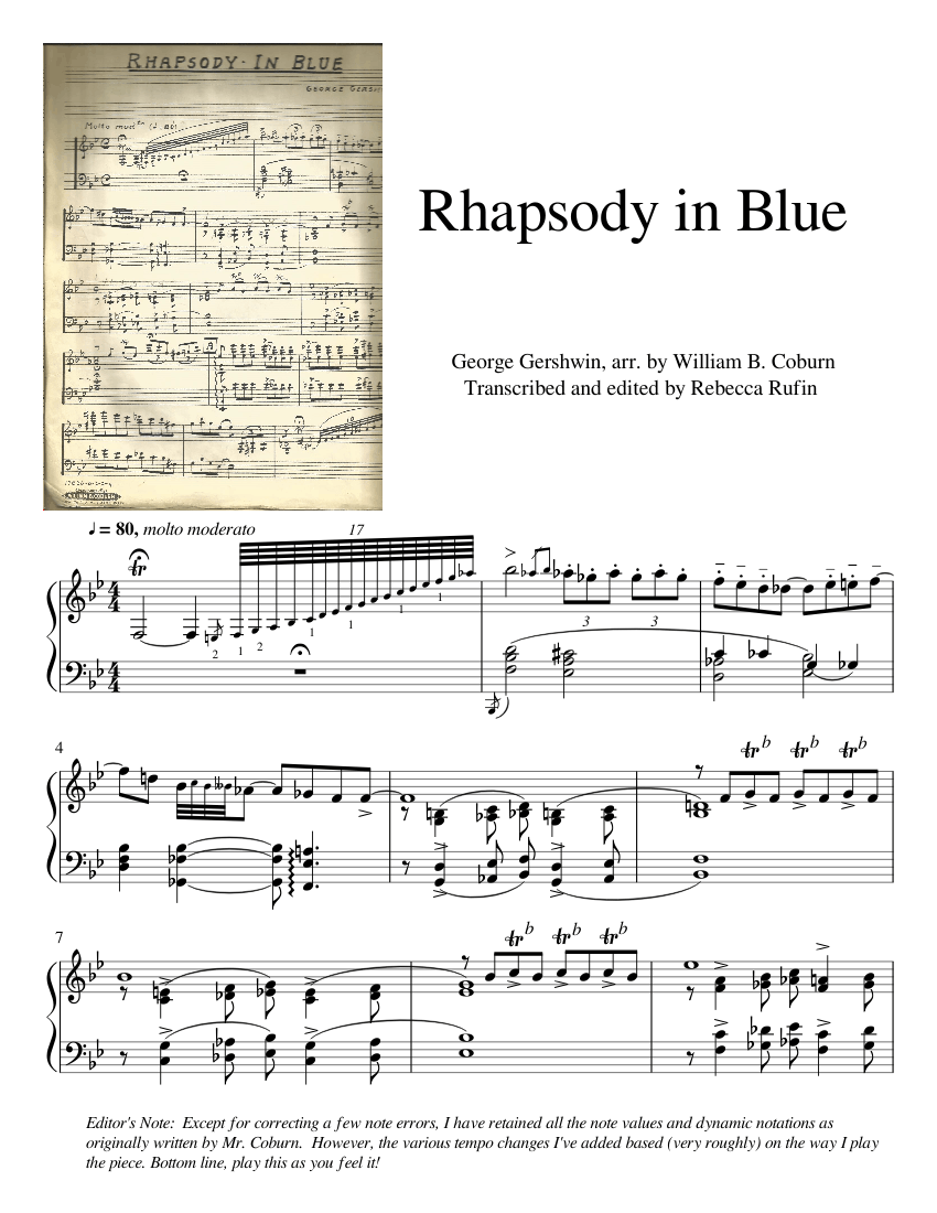 Rhapsody in Blue Sheet Music for Piano (Solo) | MuseScore.com