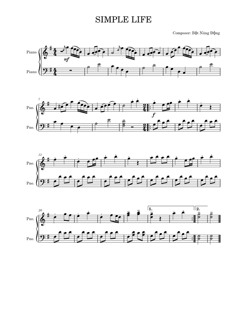SIMPLE LIFE Sheet music for Piano (Solo) | Musescore.com