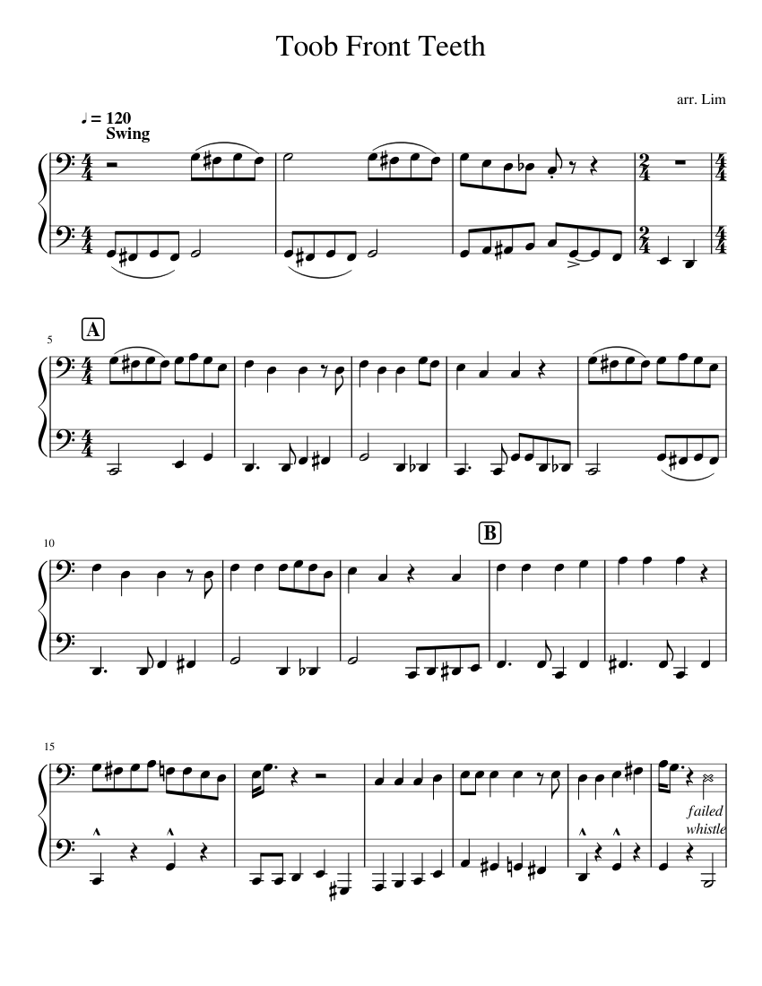 Toob Front Teeth Sheet music for Piano (Brass Duet) Easy | Musescore.com