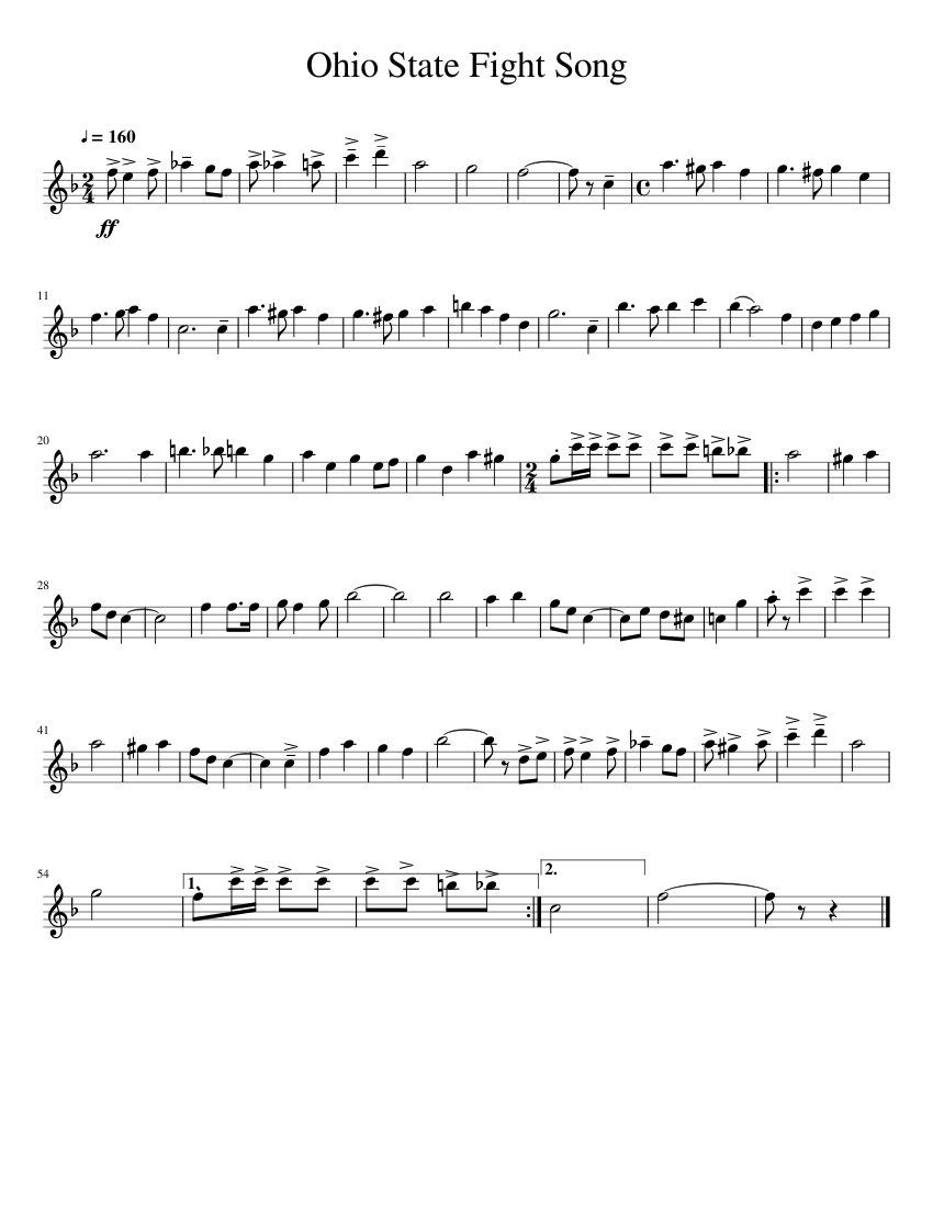 Ohio State Fight Song Sheet music for Saxophone alto (Solo) | Musescore.com