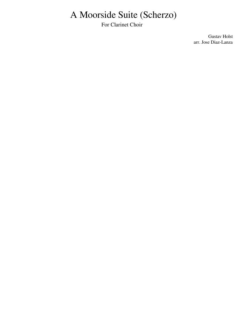 A Moorside Suite I. Scherzo - Gustav Holst Sheet Music for Clarinet in ...