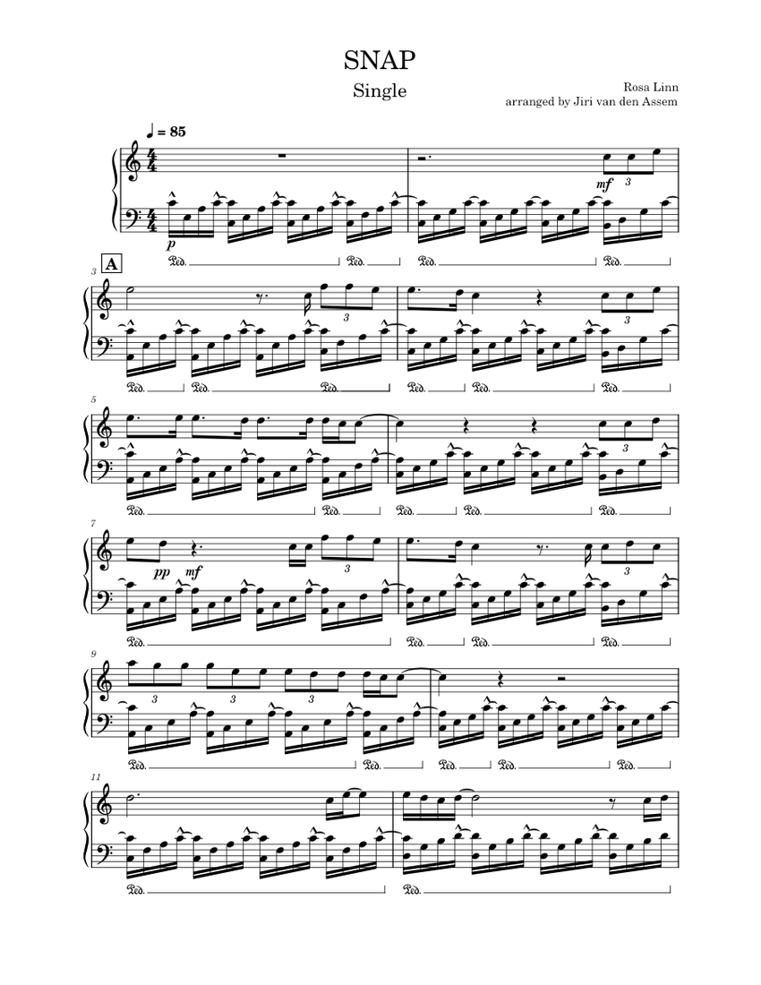 SNAP - Rosa Linn Sheet Music for Piano (Solo) | MuseScore.com