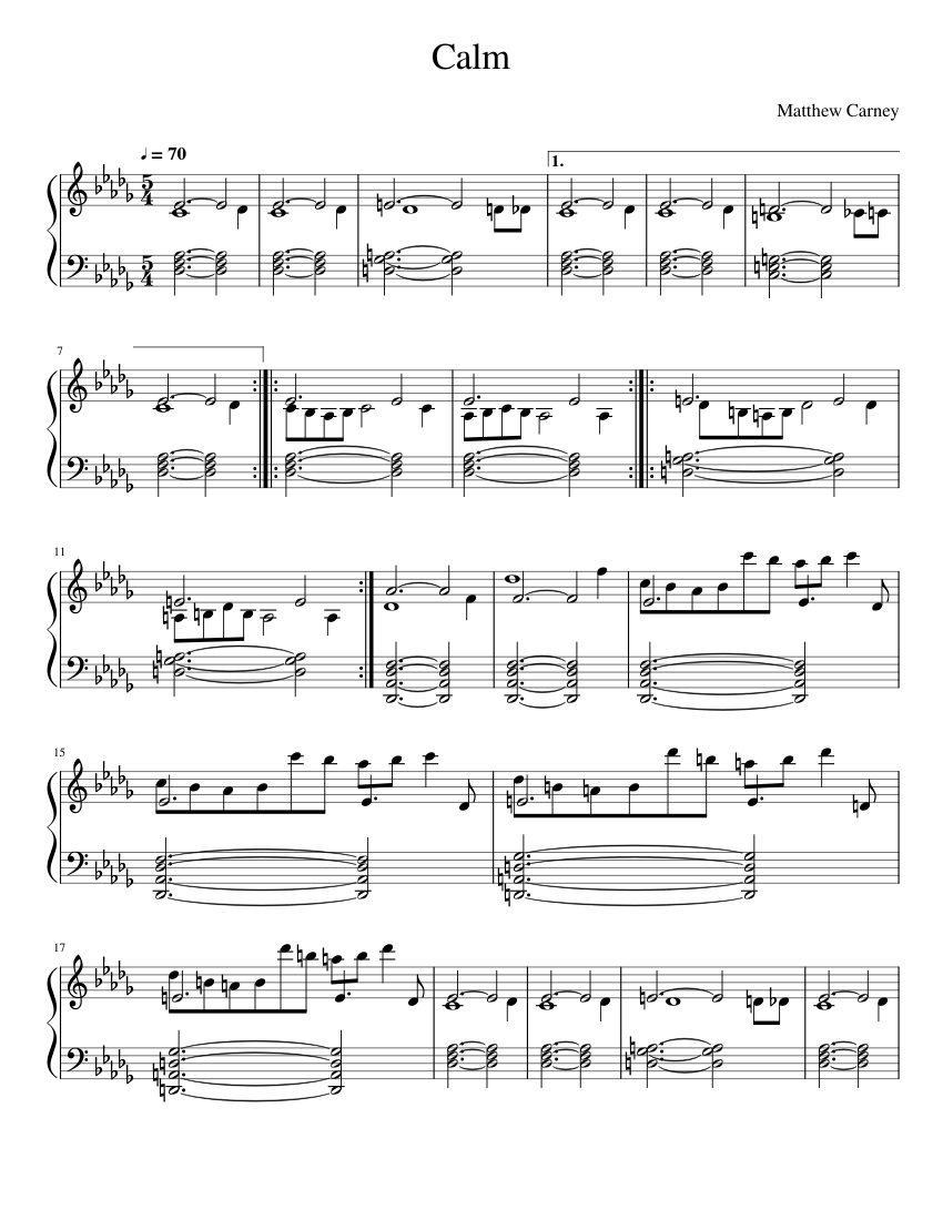 Calm Sheet Music for Piano (Solo) Easy | MuseScore.com