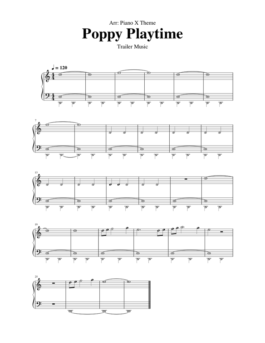 Poppy Playtime Trailer Music – Zachary Preciado Sheet music for Piano ...
