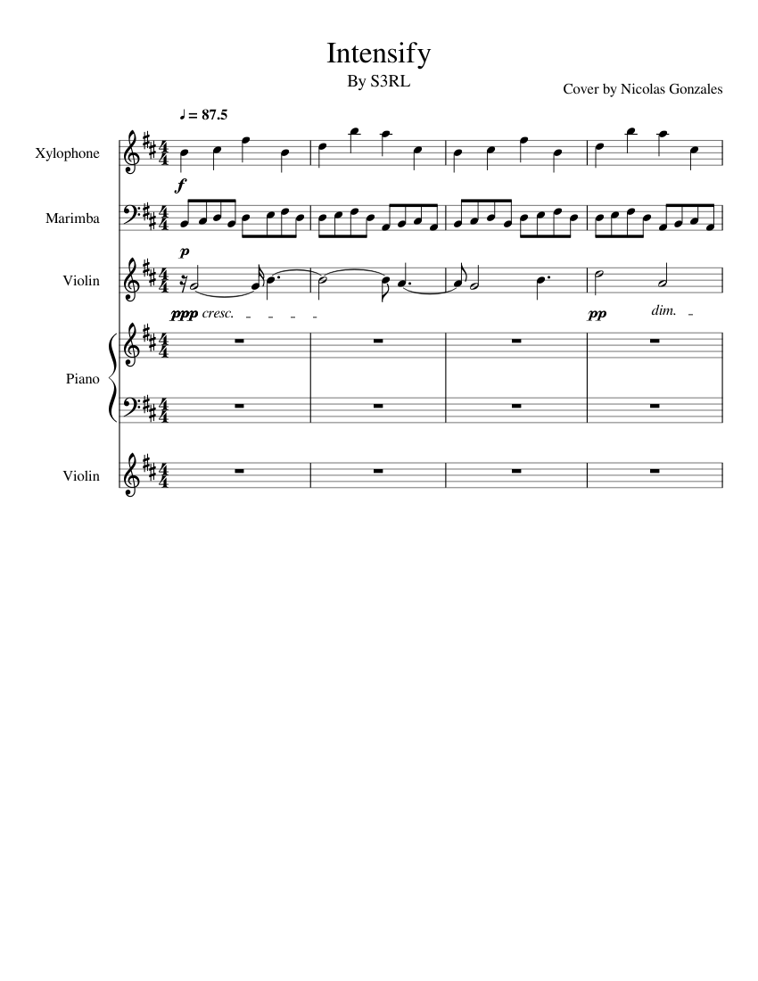 Intensify - S3RL Sheet music for Piano, Violin, Marimba, Xylophone ...