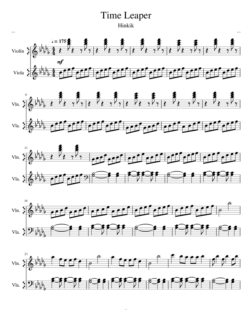 Time_Leaper Hinkik Sheet Music for Violin, Viola (String Duet ...