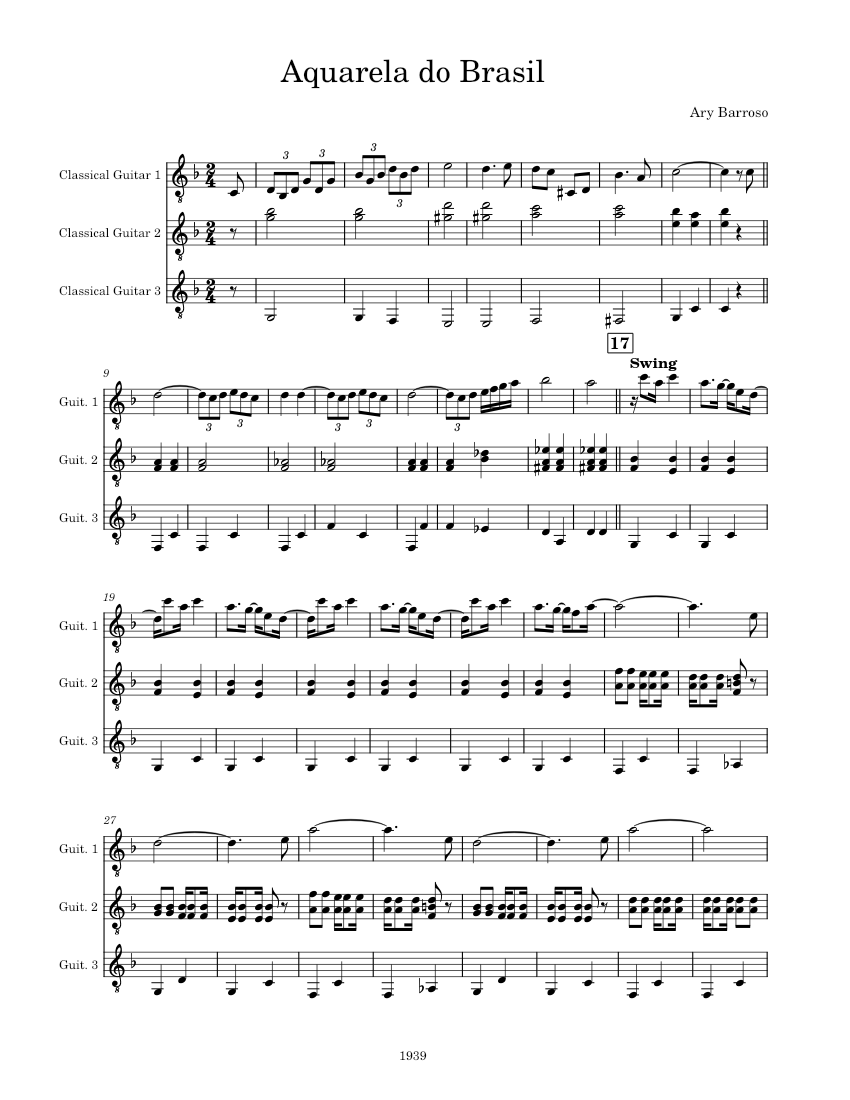 Aquarela do brasil – Ary Barroso AquareladoBrasil Sheet Music for ...