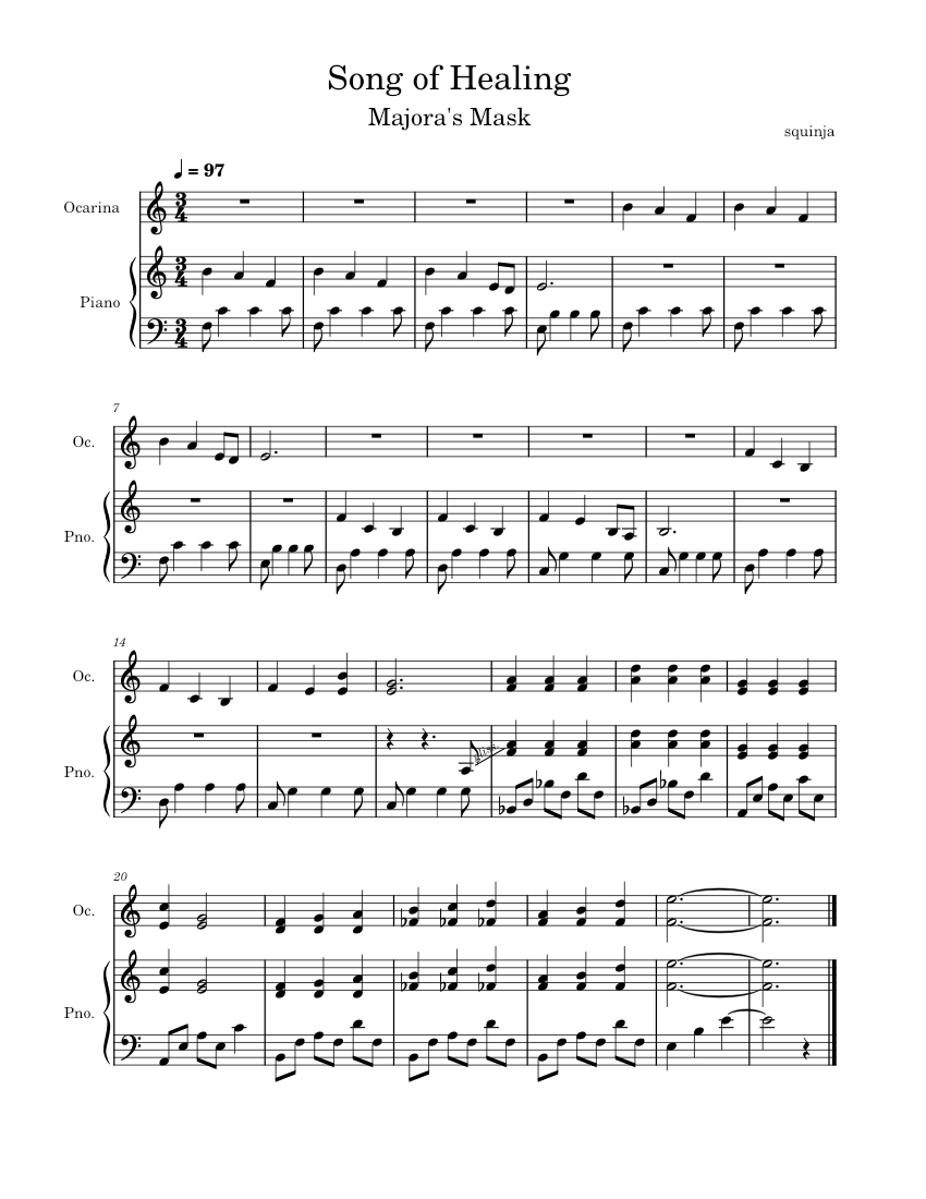 Majora's Mask - Song of Healing Sheet music for Piano, Flute other ...