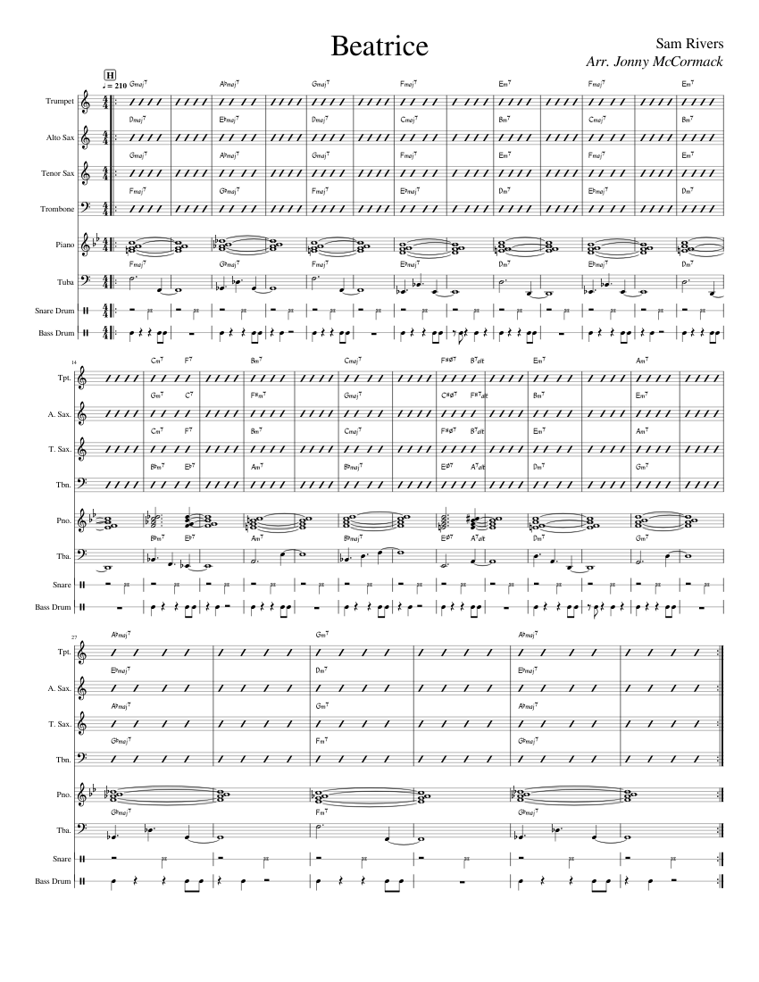 Beatrice Solos Sheet music for Piano, Trombone, Tuba, Saxophone alto ...