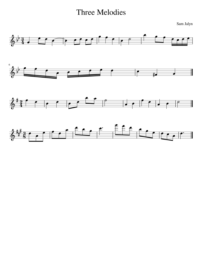Three Melodies Sheet music for Piano (Solo) Easy | Musescore.com