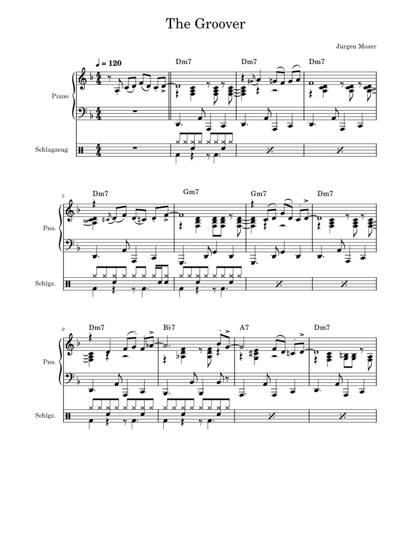 Jürgen Moser - The Groover Sheet Music for Piano, Drum group (Solo ...