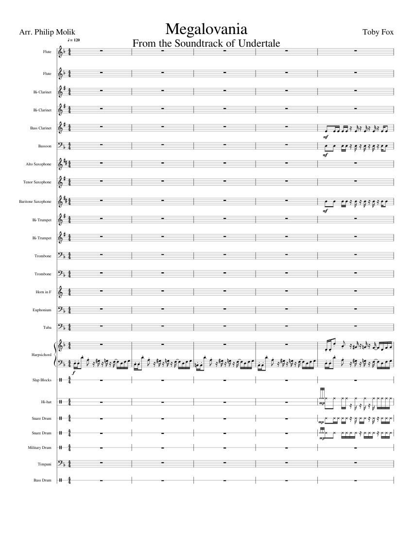 Megalovania Sheet music for Trombone, Harpsichord, Euphonium, Tuba & more instruments (Mixed ...